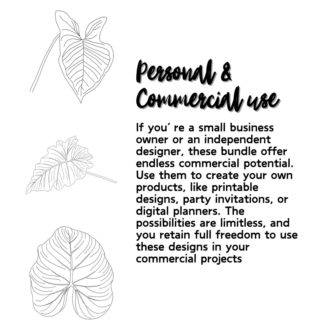 Philodendron Leaf Clipart, Outline Clipart, Digital Leaves, Clipart ...