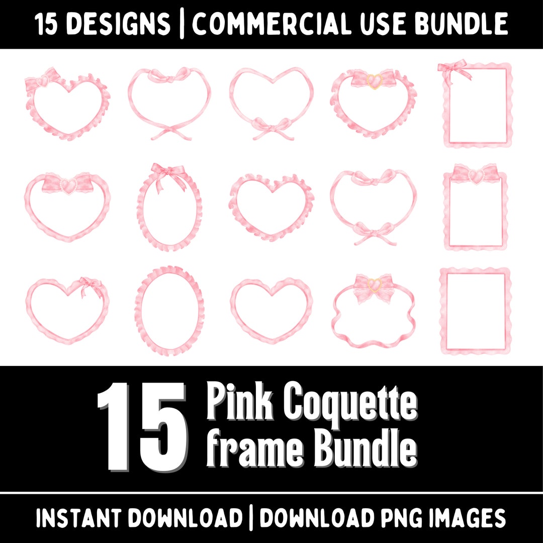 Pink Coquette Frame, Coquette Frame, Watercolor Ribbon, Coquette Bow ...