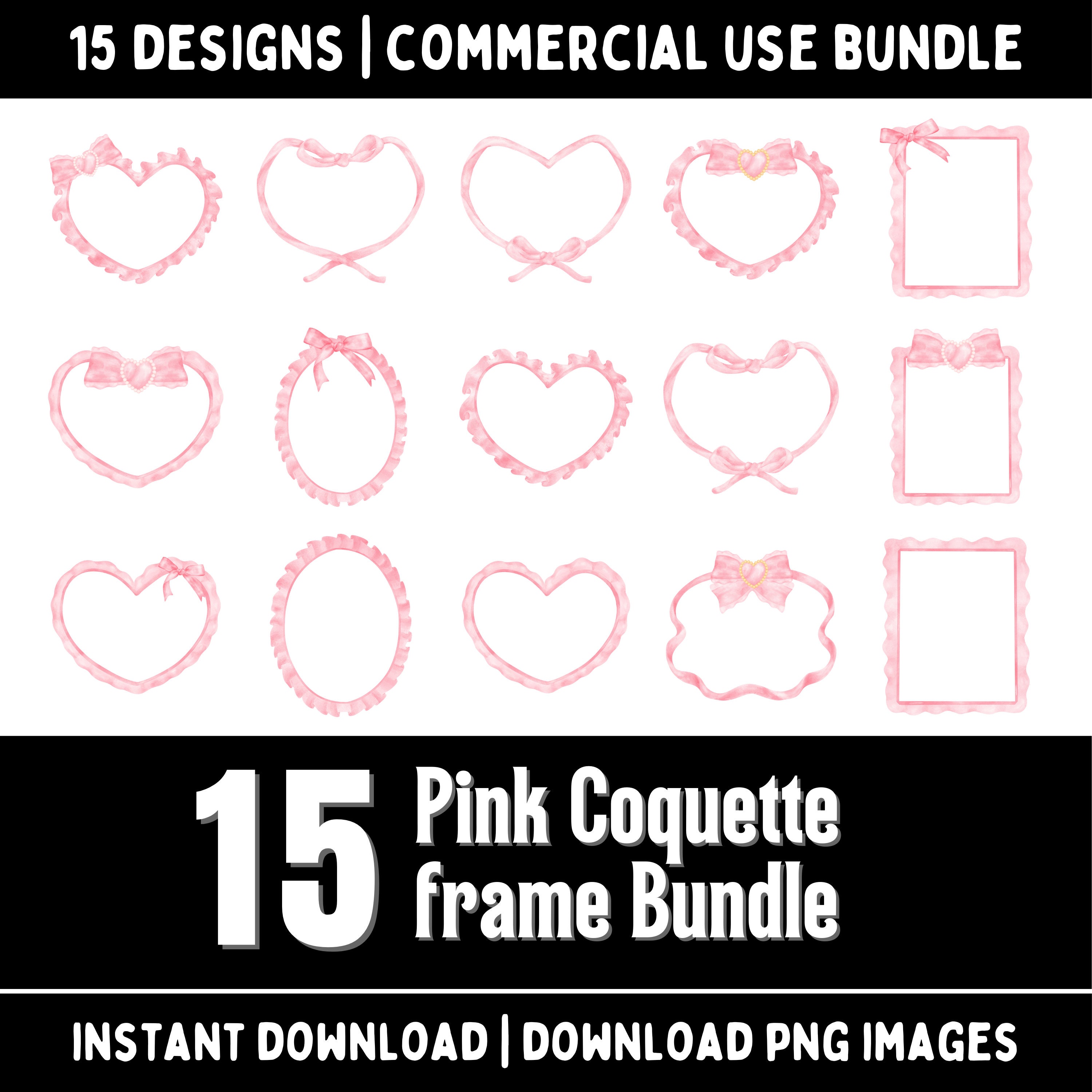 Pink Coquette Frame, Coquette Frame, Watercolor Ribbon, Coquette Bow ...