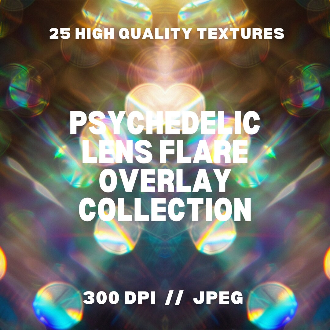 Psychedelic Lens Flare Overlay Collection, Colorful Flares, Bright ...