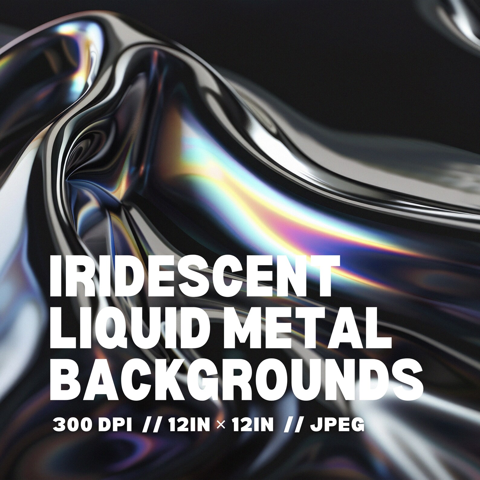 10 Iridescent Liquid Metal Backgrounds, Seamless Iridescent, Papers ...