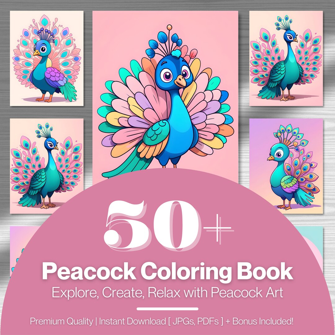Whimsical Peacock Coloring Book Coloring Pages, Printable Peacock, Bird ...