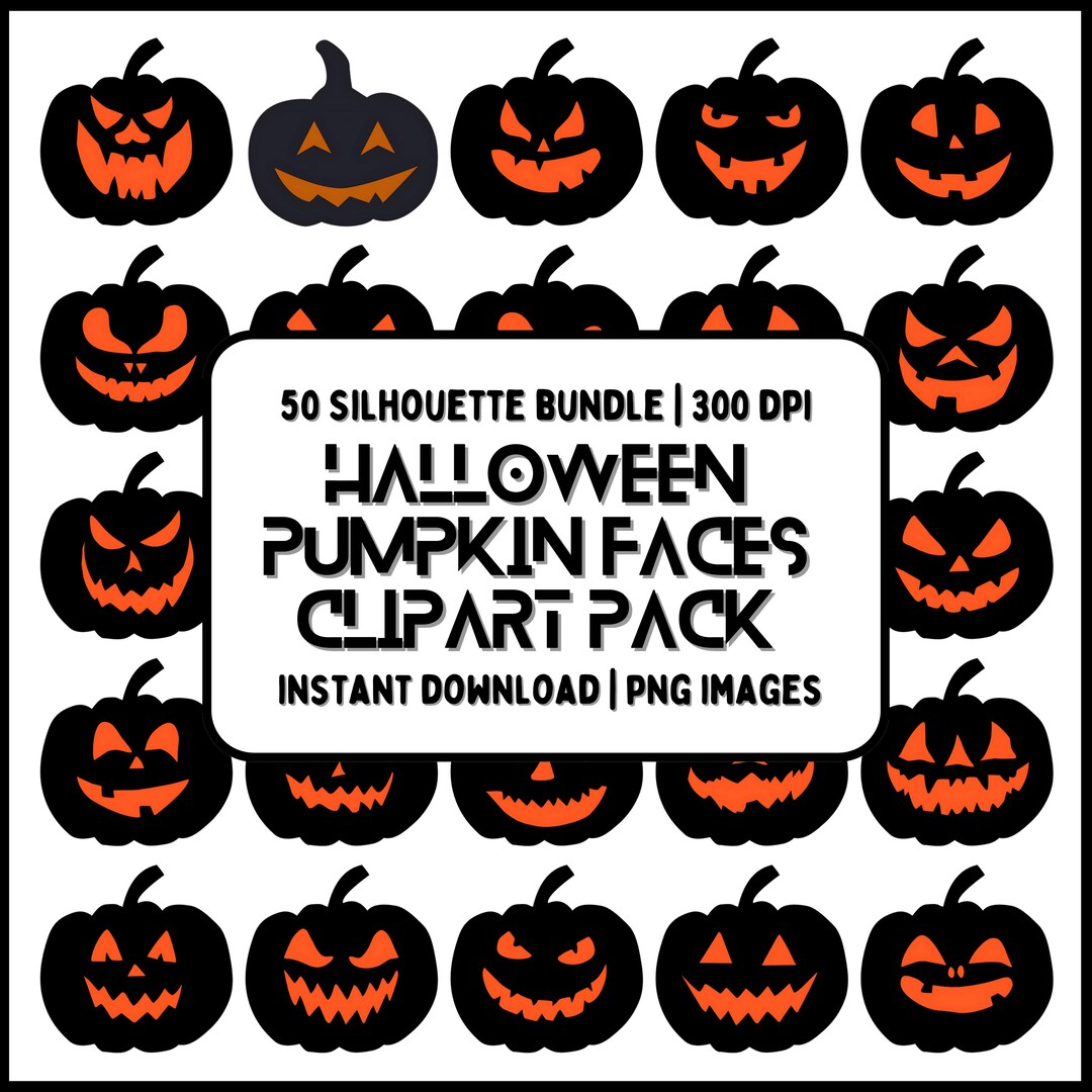 Halloween Pumpkin Faces Clipart Pack, Halloween Clipart, Pumpkin Faces ...