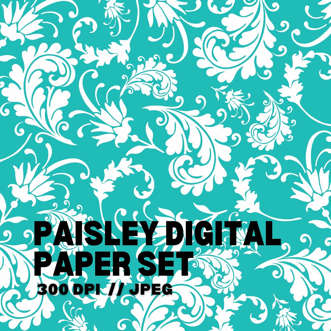 Paisley Digital Paper Set, Digital Paper, Craft Paper, Paisley Texture ...