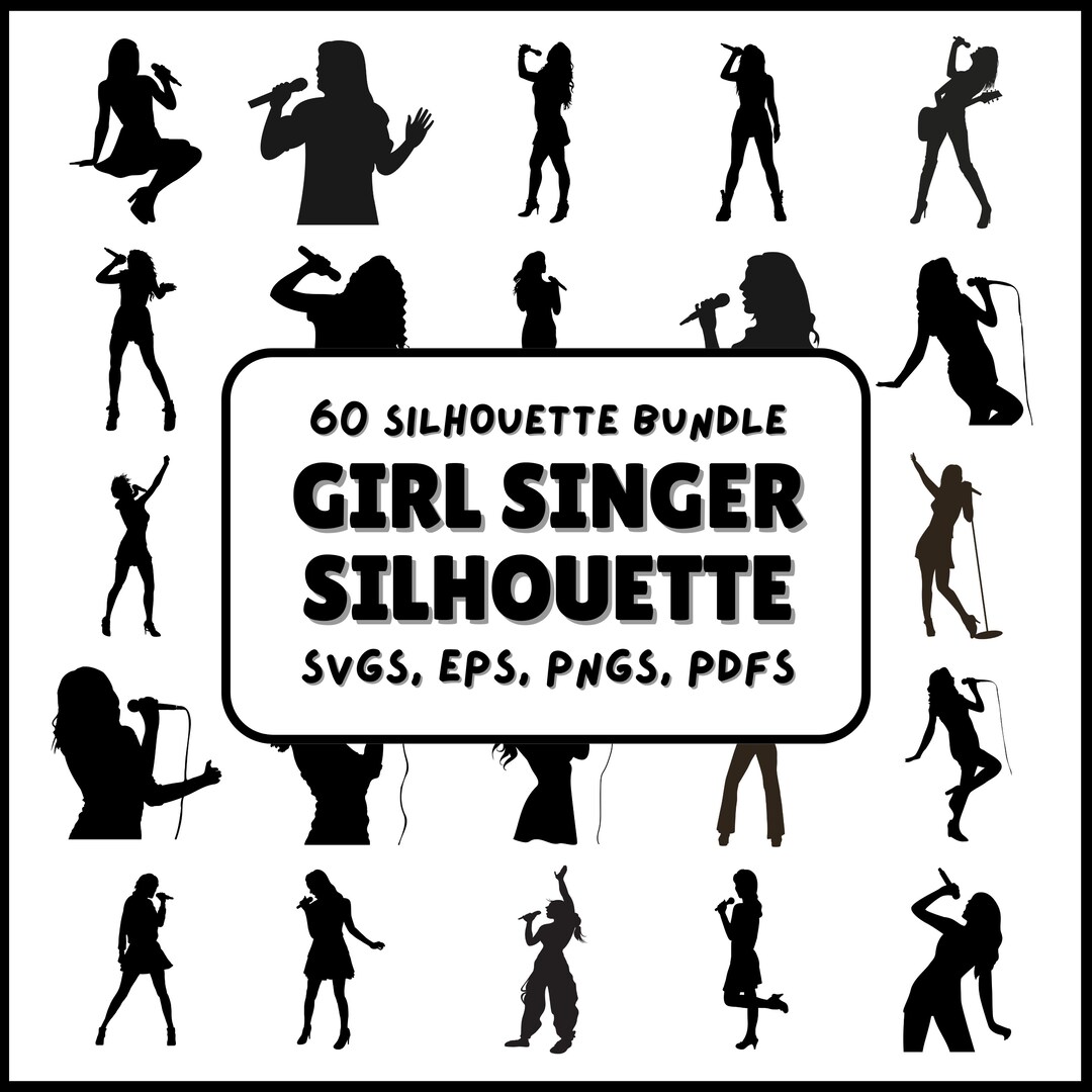 60 Girl Singer Silhouette, Singer Svg, Singing Svg, Singer Cut File ...