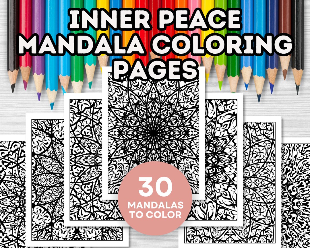 Inner Peace Mandala Coloring Pages Relaxing Mandala Mandala - Etsy