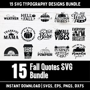 15 Fall SVG Bundle, Autumn Svg Fall, Fall Svg Files, Fall Svg Designs ...