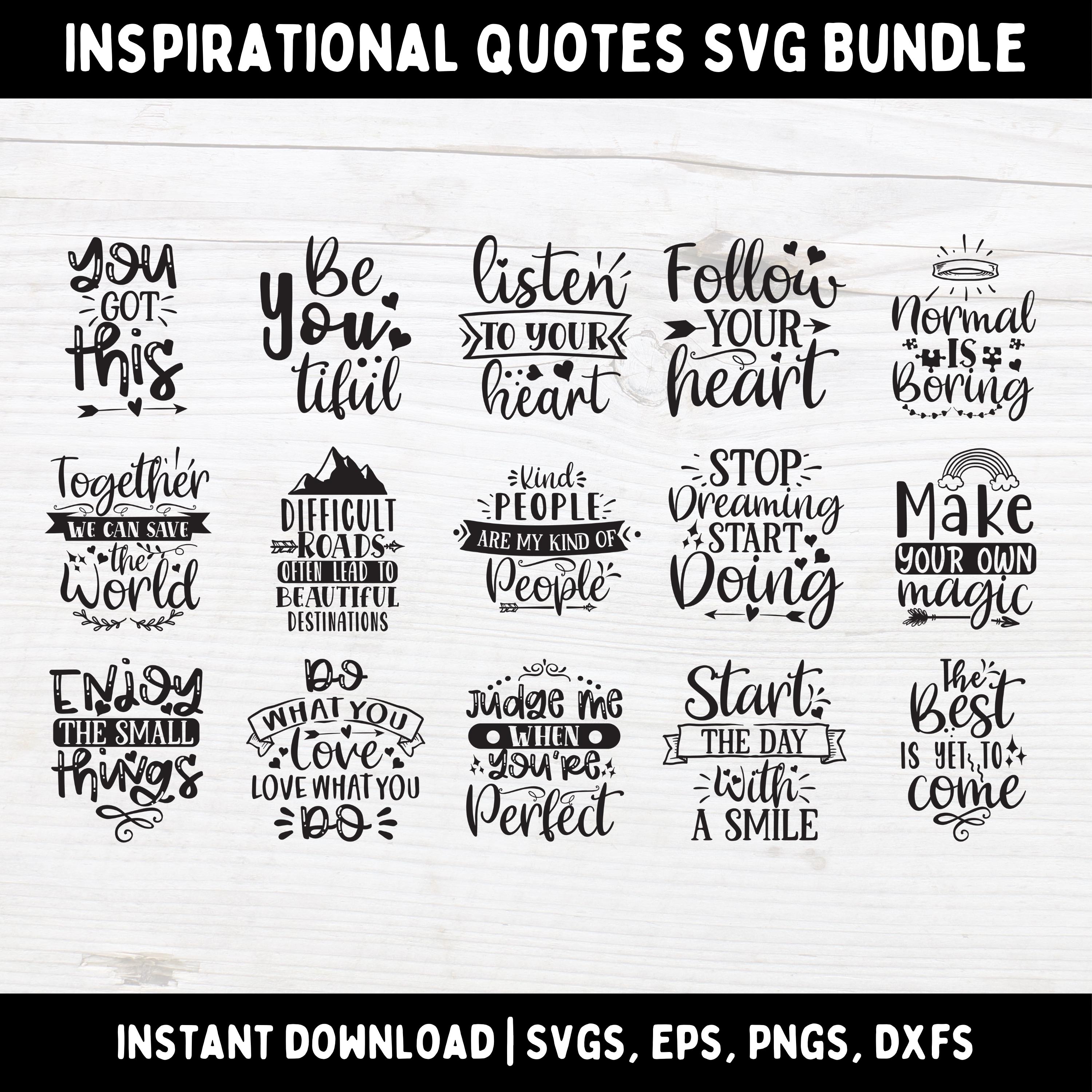 Inspirational Quotes SVG Bundle, Inspirational Quotes, Positive Quote ...
