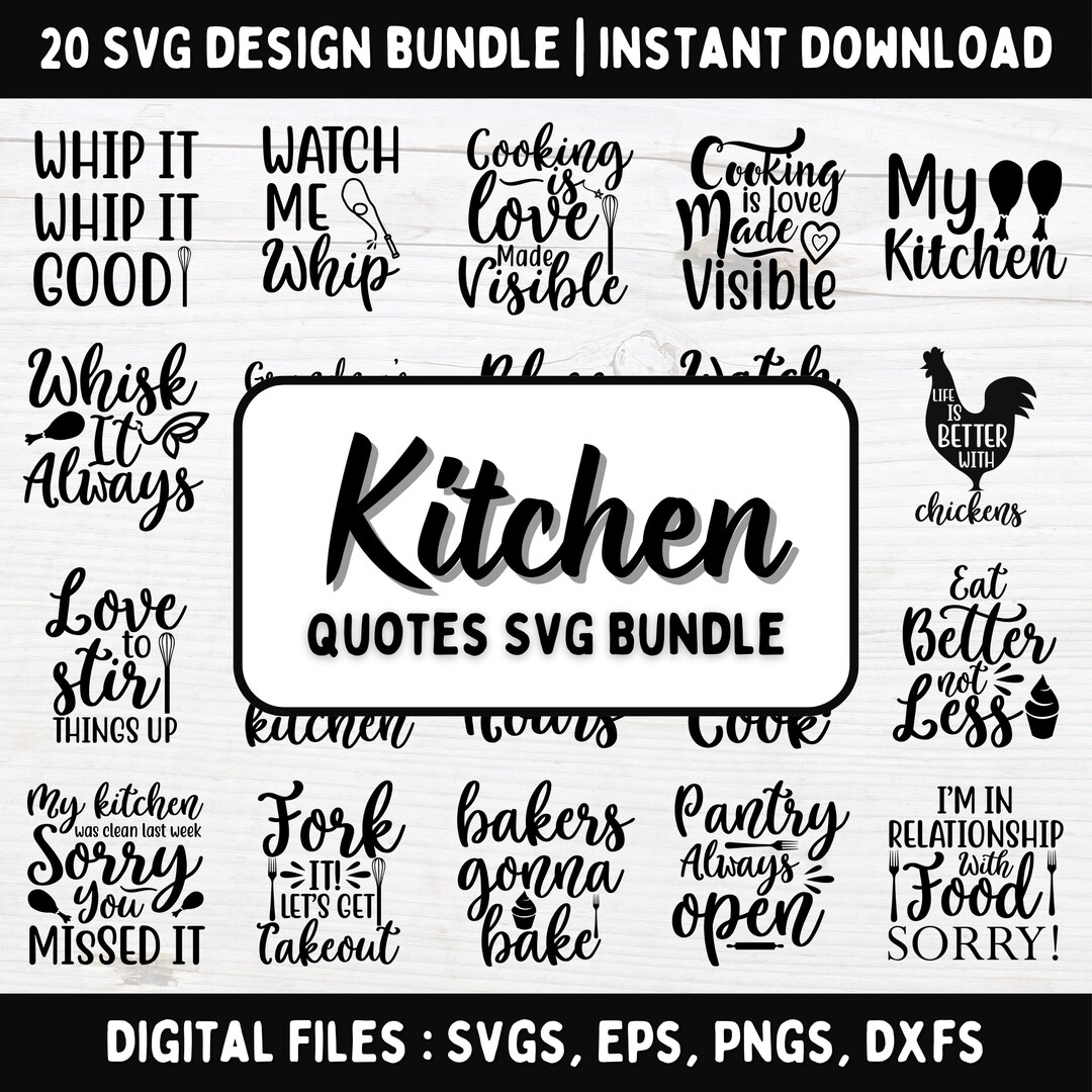 Kitchen Quotes SVG Bundle, Kitchen Quote, Kitchen Svg, Cooking Quotes ...