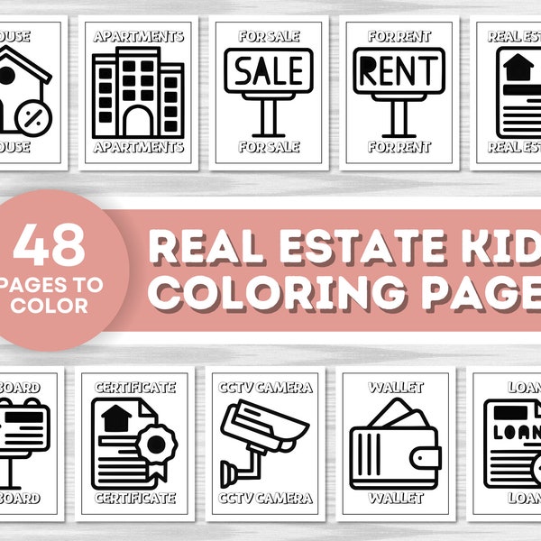 Kids Coloring Pages for Real Estate - Etsy Canada