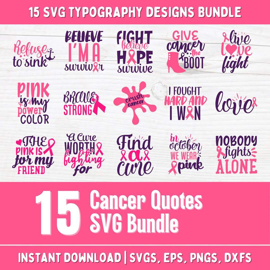 15 Cancer Quotes SVG Bundle, Cancer Quote Svg, Cricut Svg File, Svg Cut ...