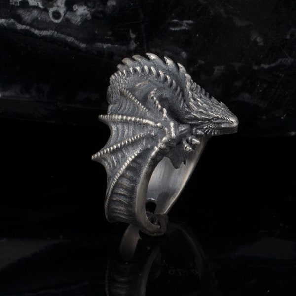 Sterling Silver Dragon Ring - Etsy