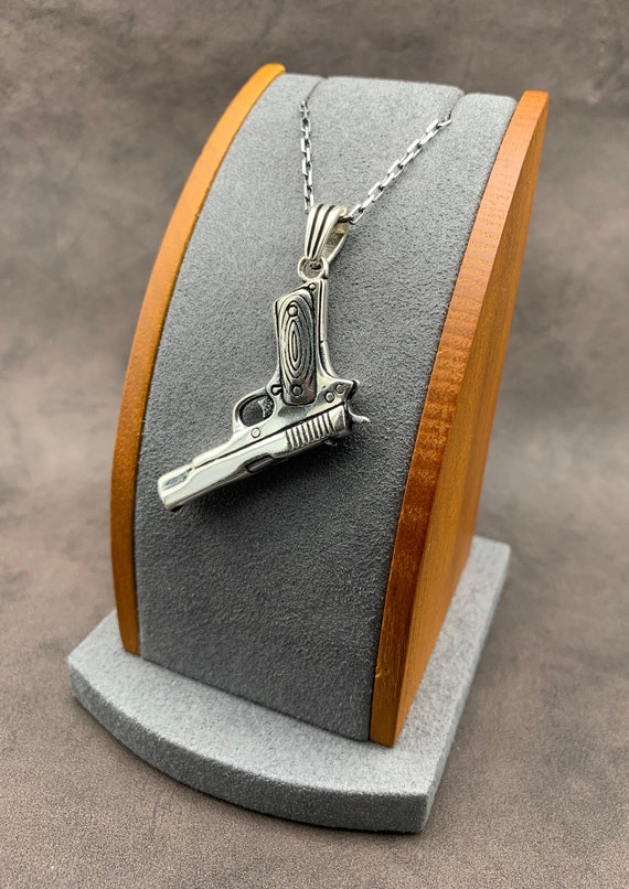 925 Sterling Silver Glock Pistol Pendant Necklace Solid - Etsy UK