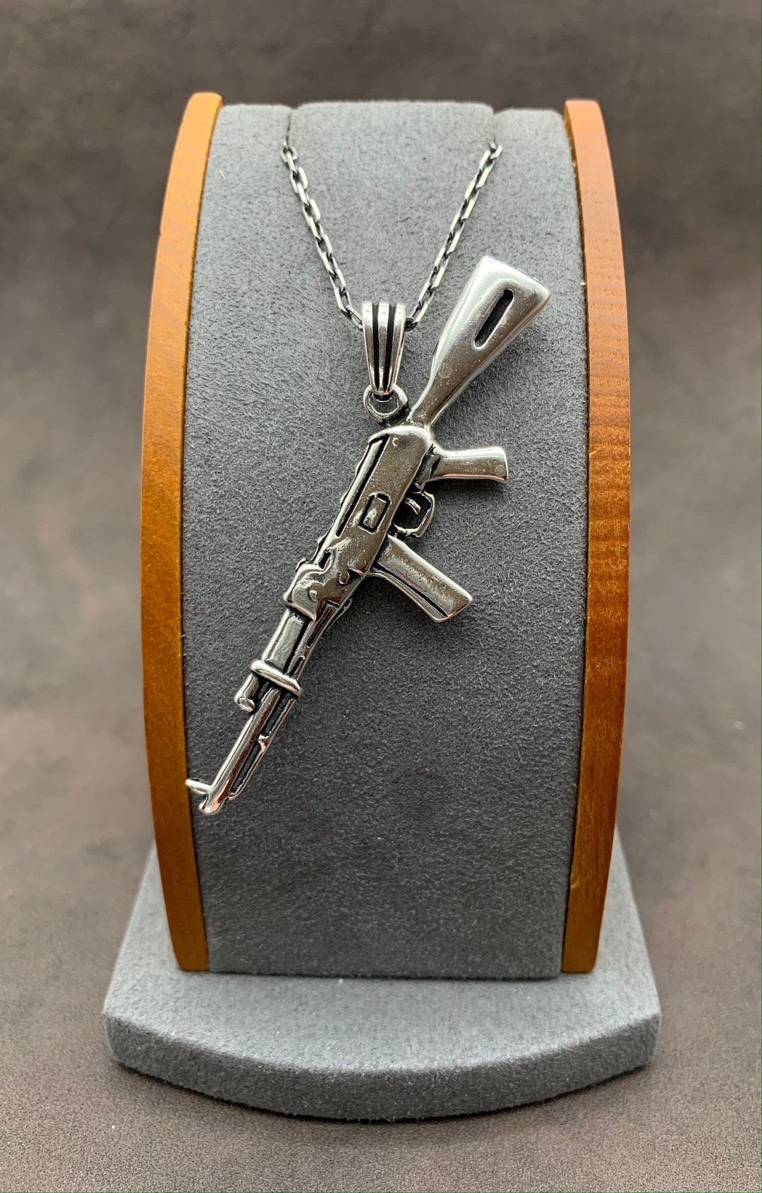 925 Sterling Silver AK-47 Pendant & Chain. Solid Silver Kalashnikov ...