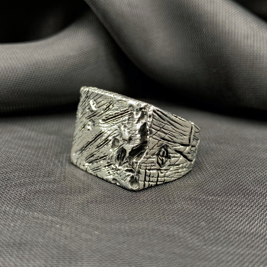 925 Sterling Silver Rock Textured Men’s Ring Heavy & Stylish. No Stone ...