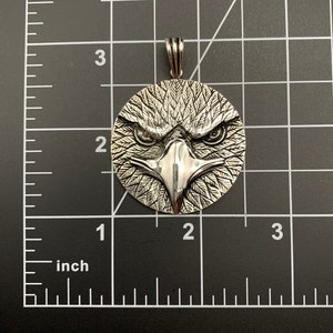 925 Sterling Silver Eagle Pendant & Chain. Round Eagle Head Medallion ...