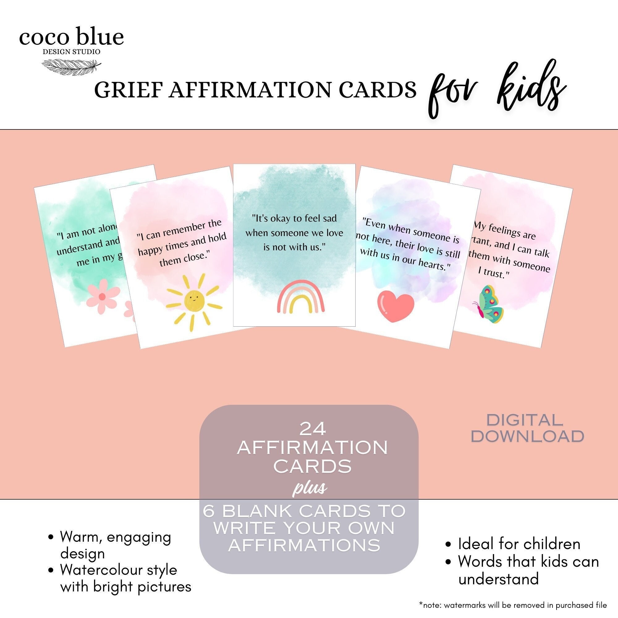 Grief Affirmation Cards Digital, Grief Affirmations, Digital ...