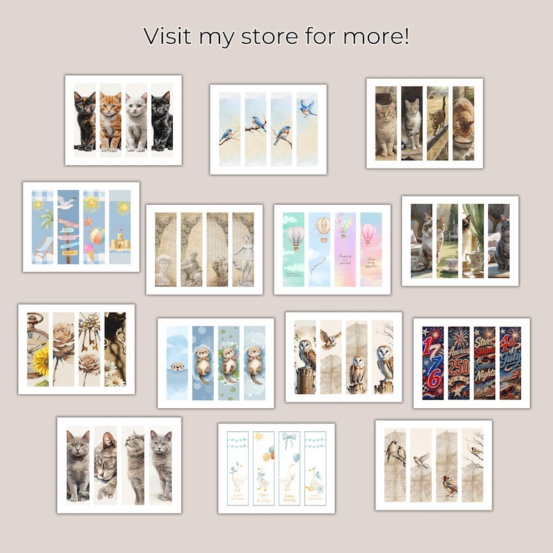 Vintage Birds Printable Bookmarks, Set of 4, Digital Download (PDF) - Etsy
