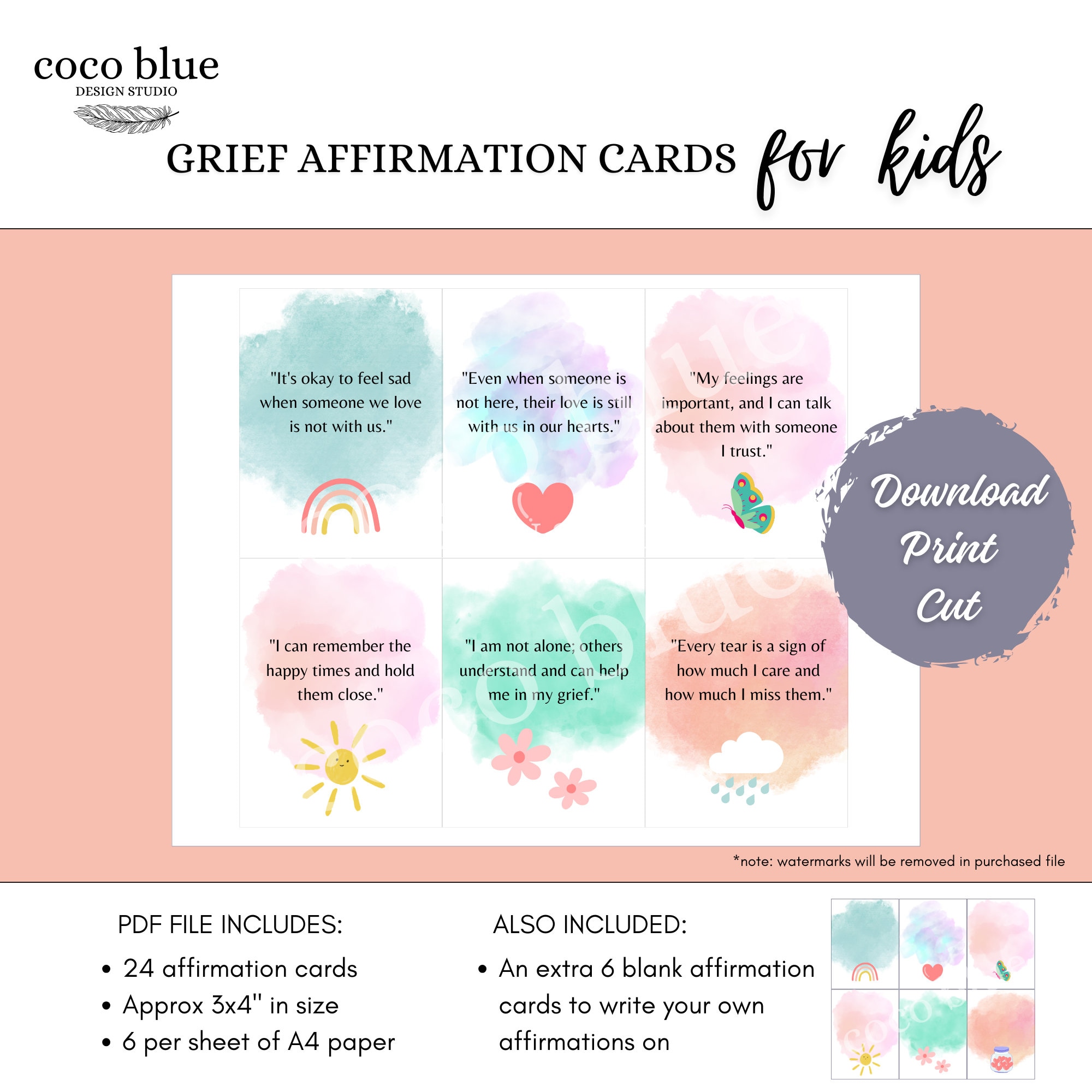 Grief Affirmation Cards Digital, Grief Affirmations, Digital ...