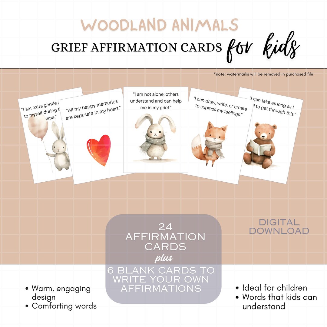 Grief Affirmation Cards Digital, Grief Affirmations, Digital ...