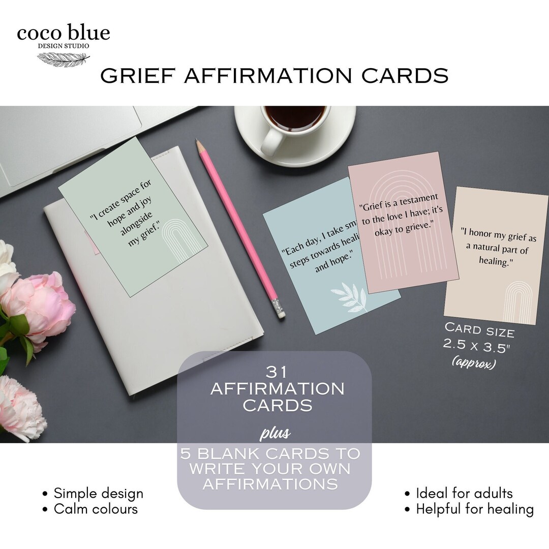 Grief Affirmation Cards Digital, Grief Affirmations, Digital ...