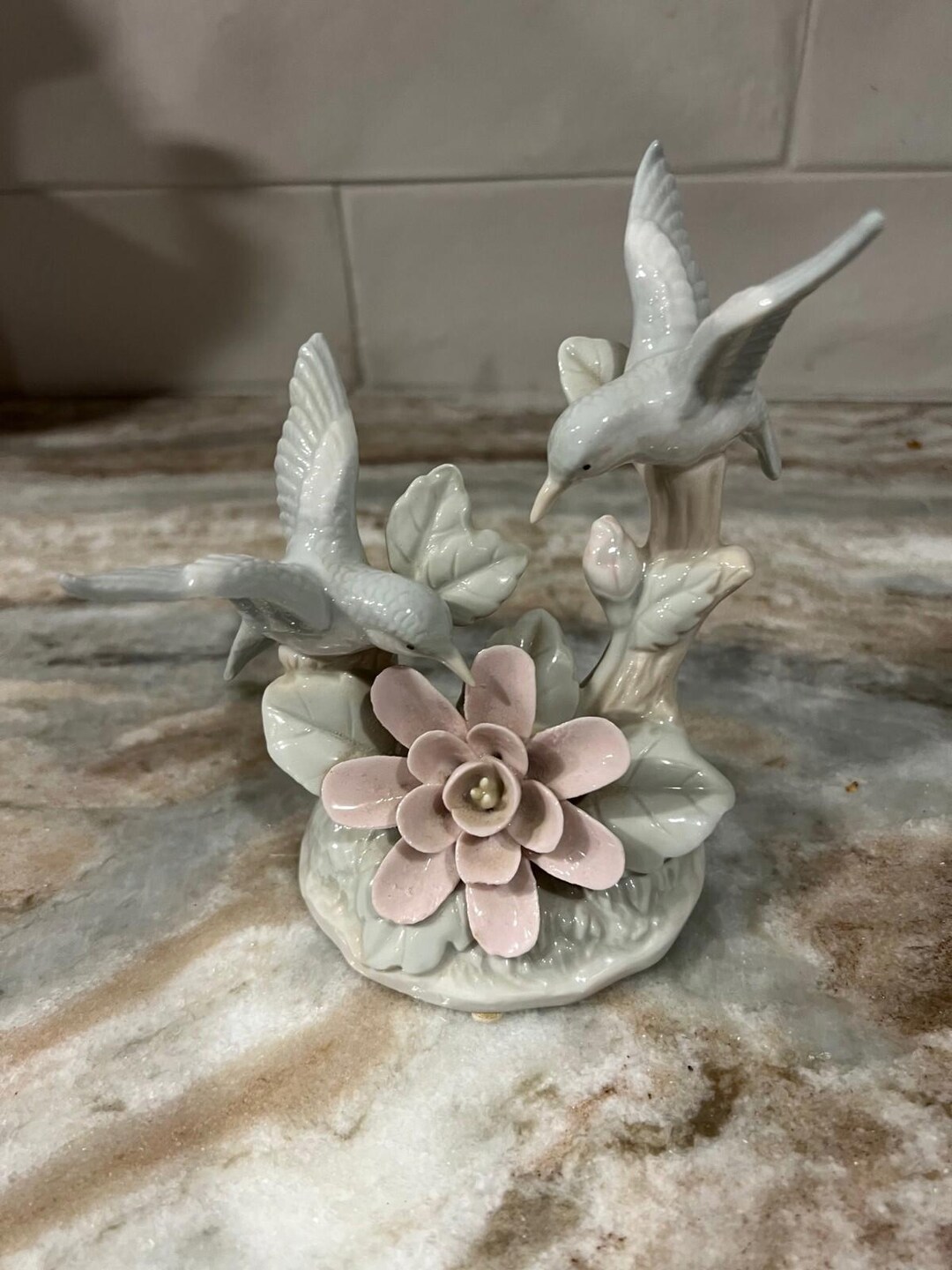 Hummingbirds With Pink Flowers Porcelain Figurine 5" Arnart Royal ...