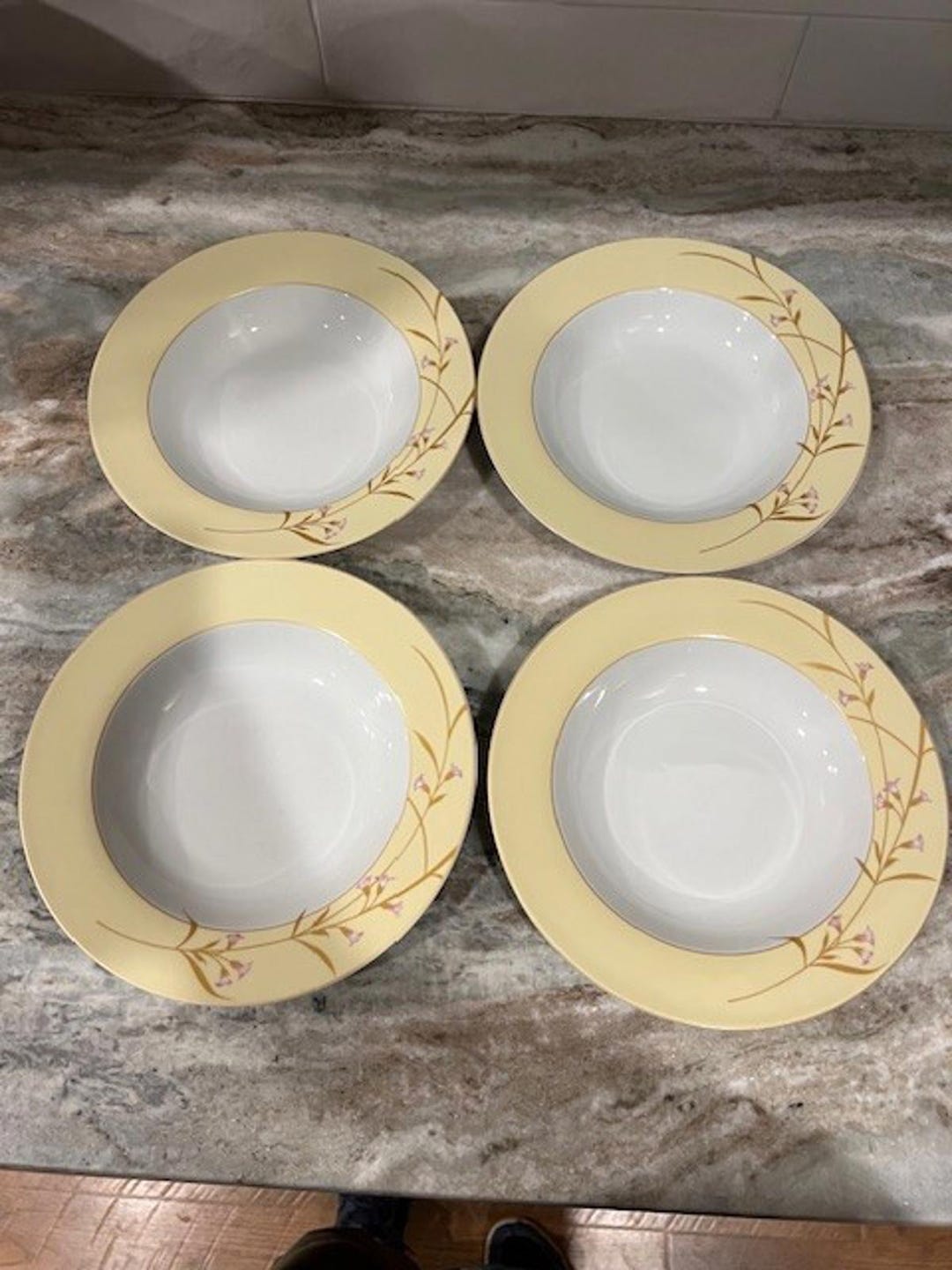 Gorham GOLDEN BLOSSOM Lg Rim Soup Bowls 8 1/2" Yellow - Set of 4 - Etsy