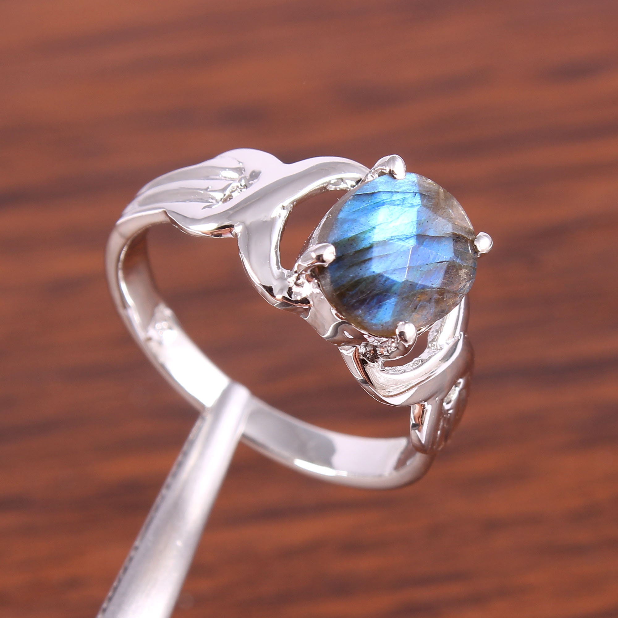 Labradorite Ring grey stone ring Statement Ring Handmade | Etsy