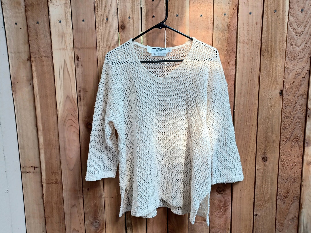 Network Vintage Mesh Net Top Open Knit 1990's White Neutral - Etsy