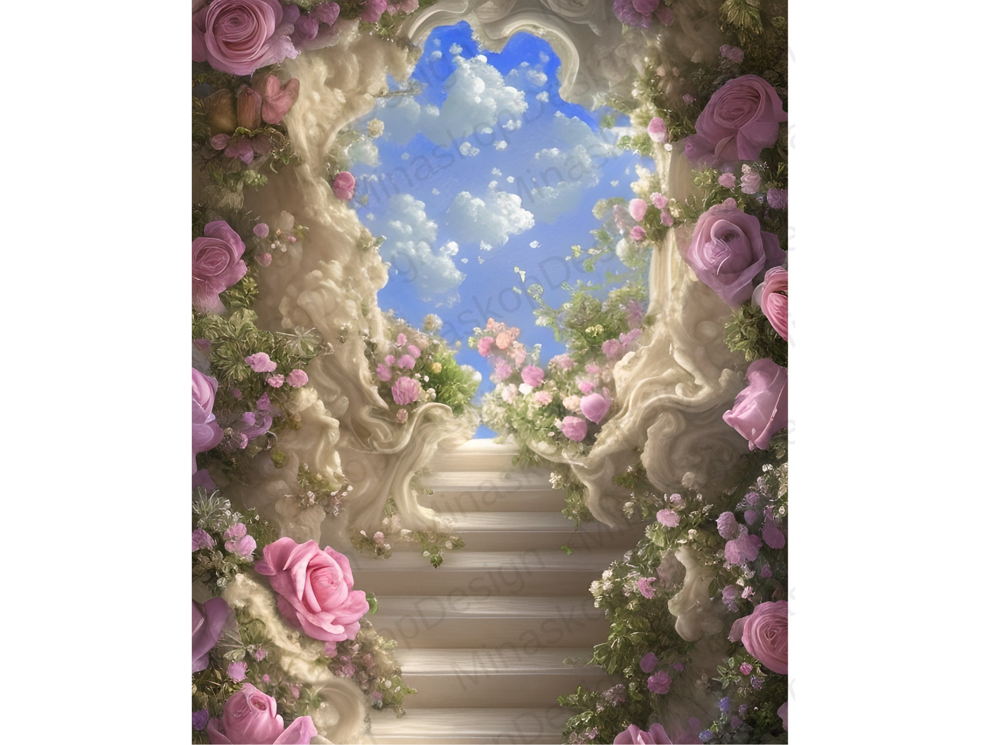 Buy İn Loving Memory PNG, Pink Rose Heaven Gate Stairway Memorial ...