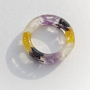 Non Binary Ring Non Binary Jewelry Pride Jewelry Resin Ring Real Flower ...