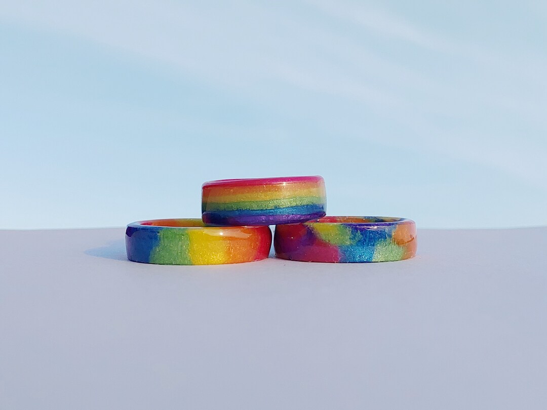 Pride Ring - Rainbow Ring - Pride Jewelry - LBGTQ Pride - Resin Ring - LGBTQ Ring - Etsy