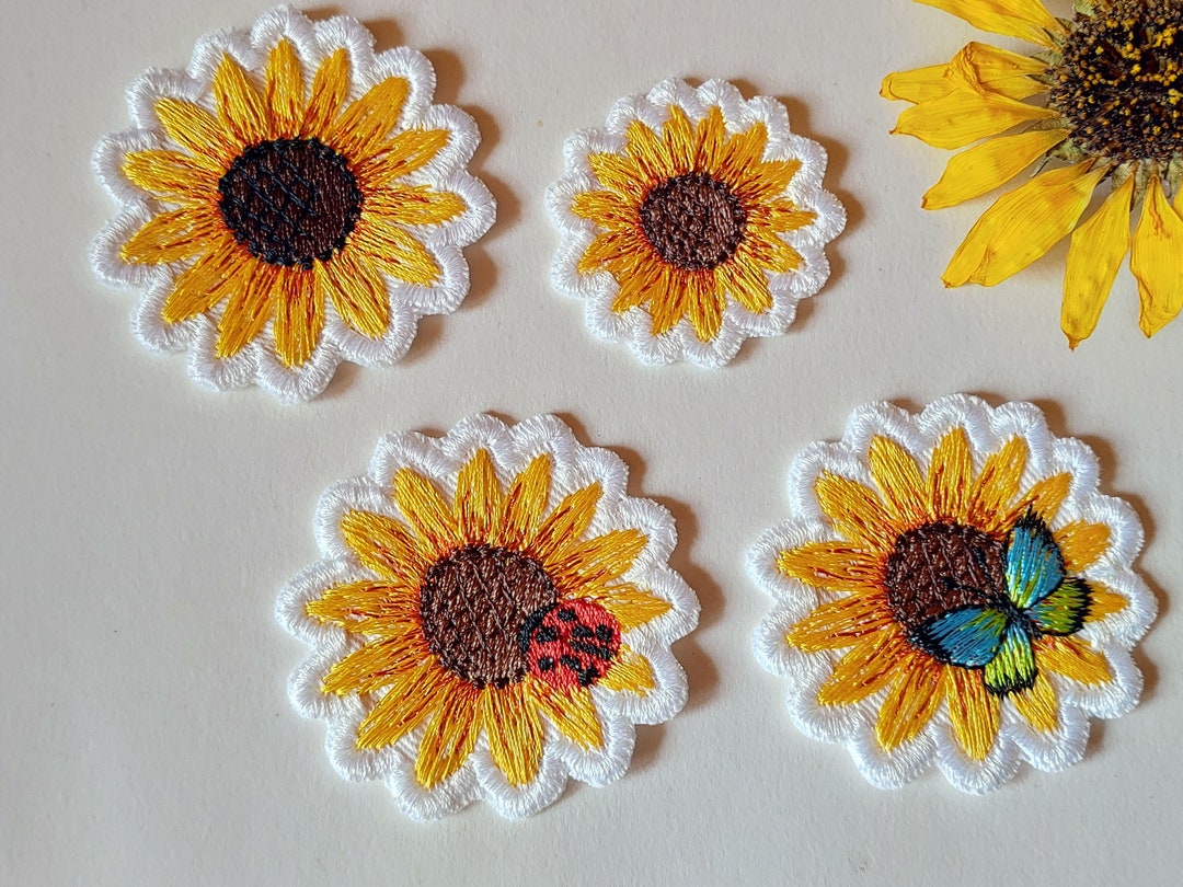 Sunflower Patch Sunflower Iron on Sunflower and Ladybug Patch Sunflower ...