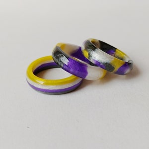 Non Binary Ring - Non Binary Pride Ring - Non Binary Jewelry - Non Binary Pride - Resin Ring ...