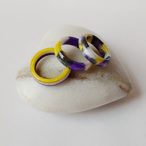 Non Binary Ring Non Binary Pride Ring Non Binary Jewelry Non Binary Pride Resin Ring LGBTQ Ring ...