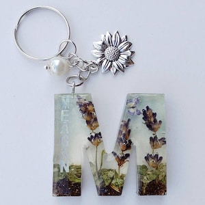 Lavender Keychain - Personalized Intial Keychain - Name Keychain ...