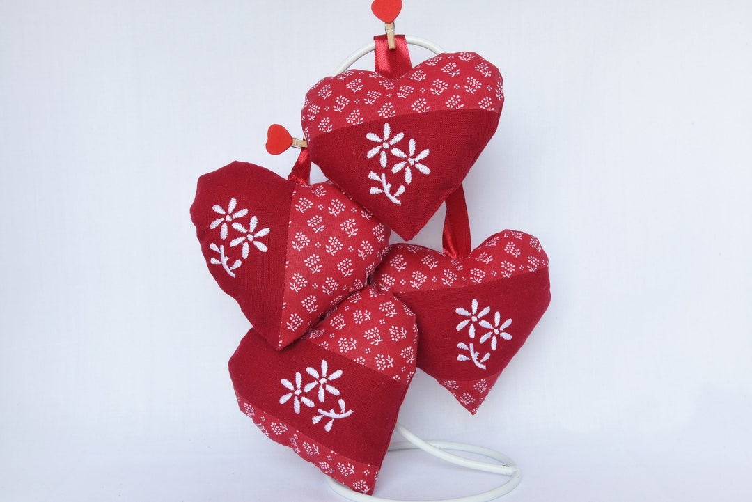 Embroidered Red Heart Sachet: Organic Lavender Pillow - Etsy