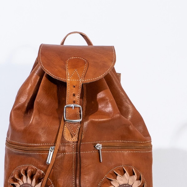 Boho Leather Backpack - Etsy
