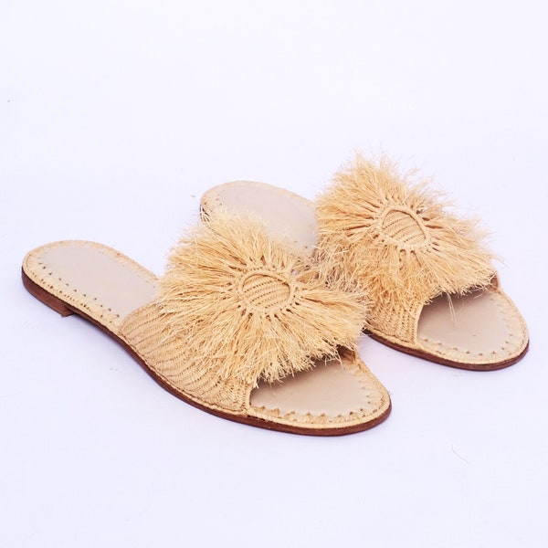 Raffia Slippers - Etsy