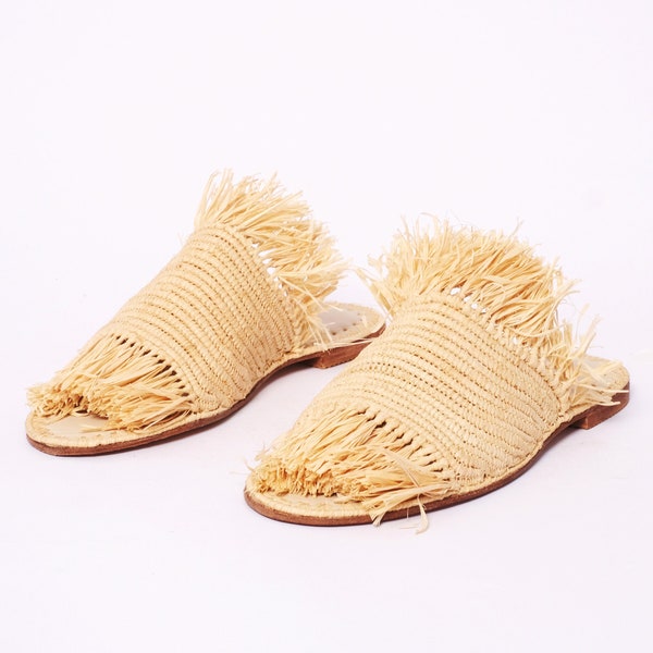Raffia Slippers - Etsy
