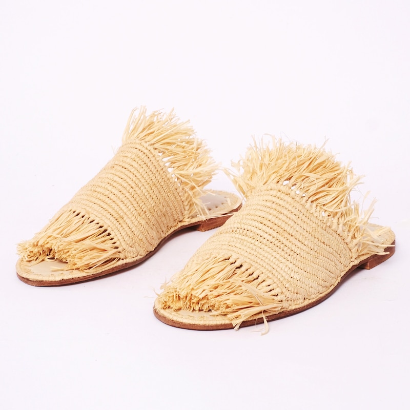Raffia Slippers - Etsy