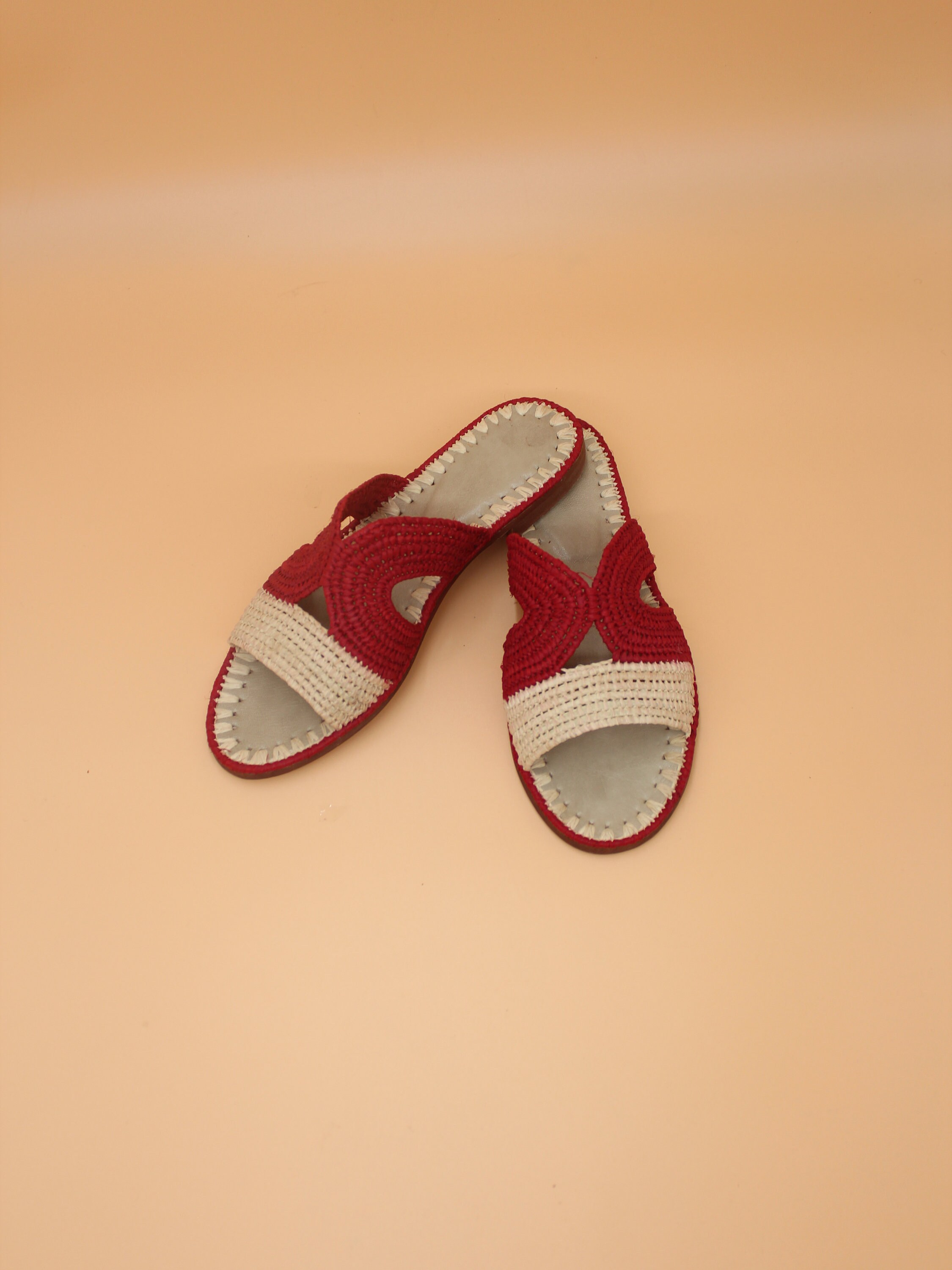 Natural Raffia Sandals Handmade Red Woven Slip-ons Eco-friendly Artisan ...