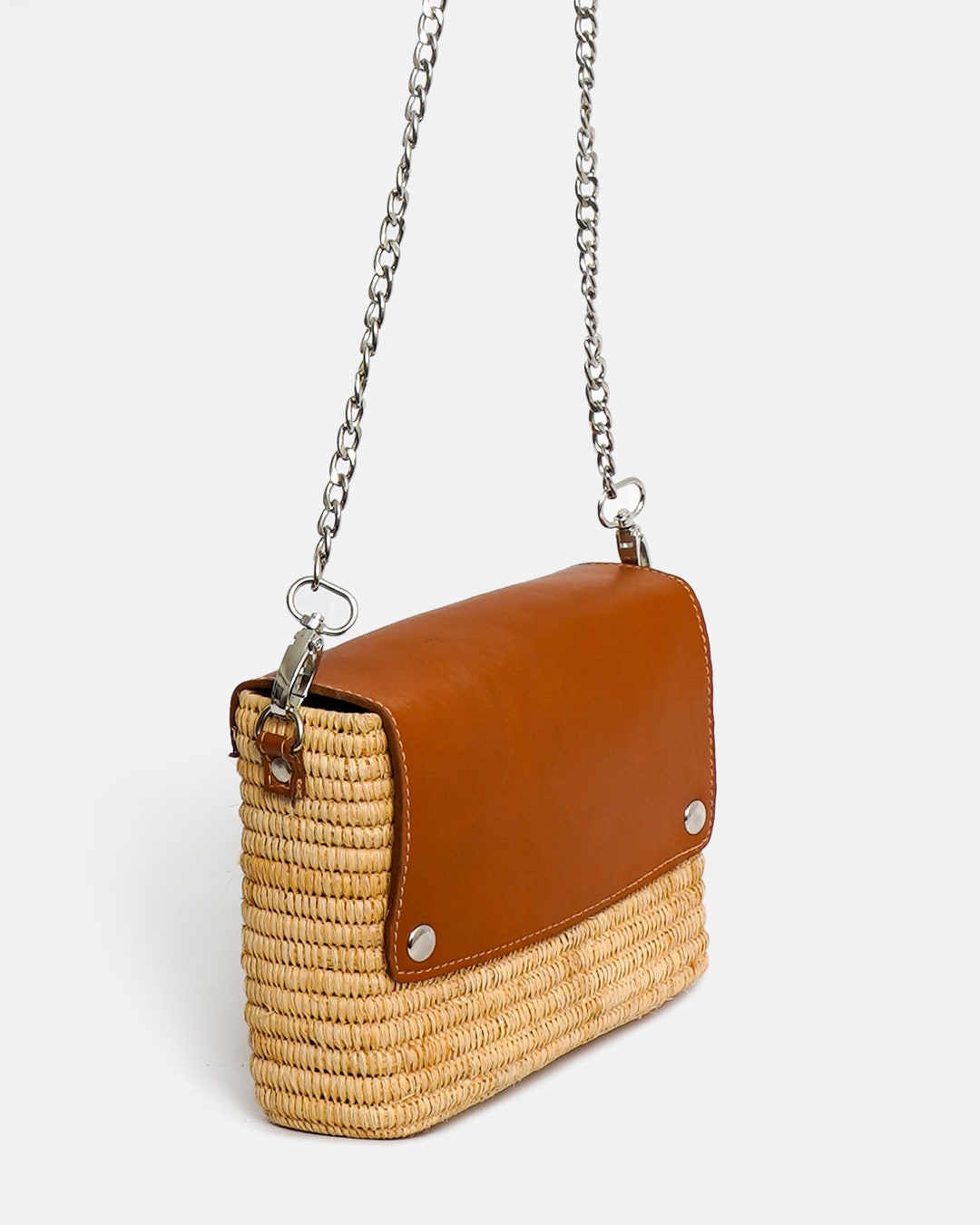 Small Raffia Crossbody Bag With Leather Handles Perfect - Etsy