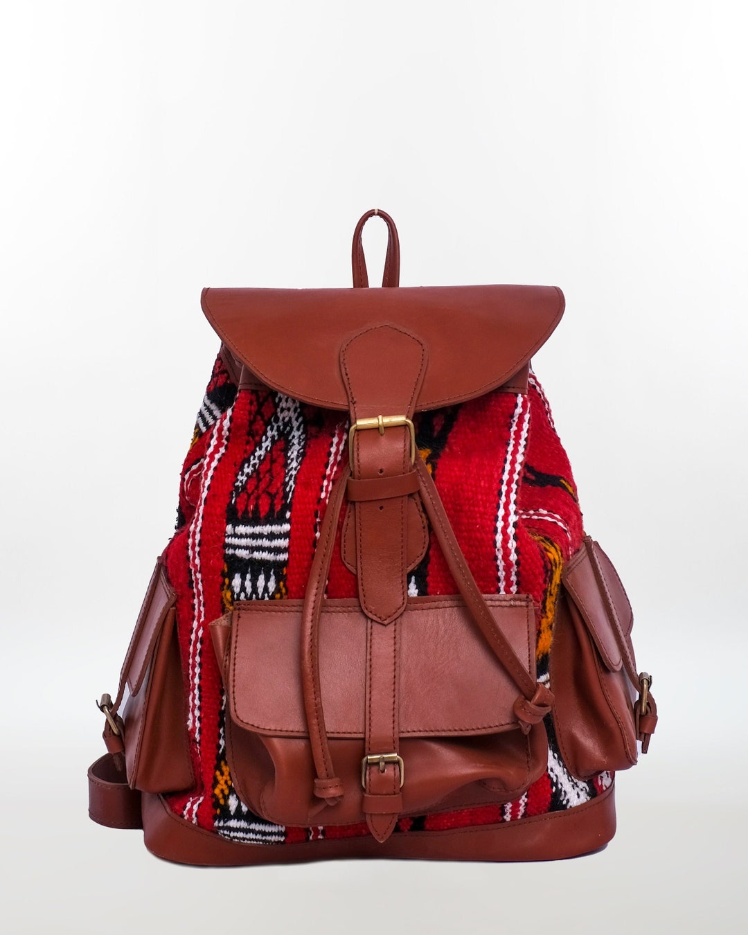 Handmade Moroccan Leather Rug Backpack: Full Grain Unisex Weekend Bag ...