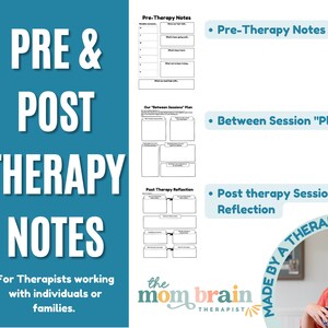 Pre & Post Therapy Notes, Therapist and School Counseling Tools ...
