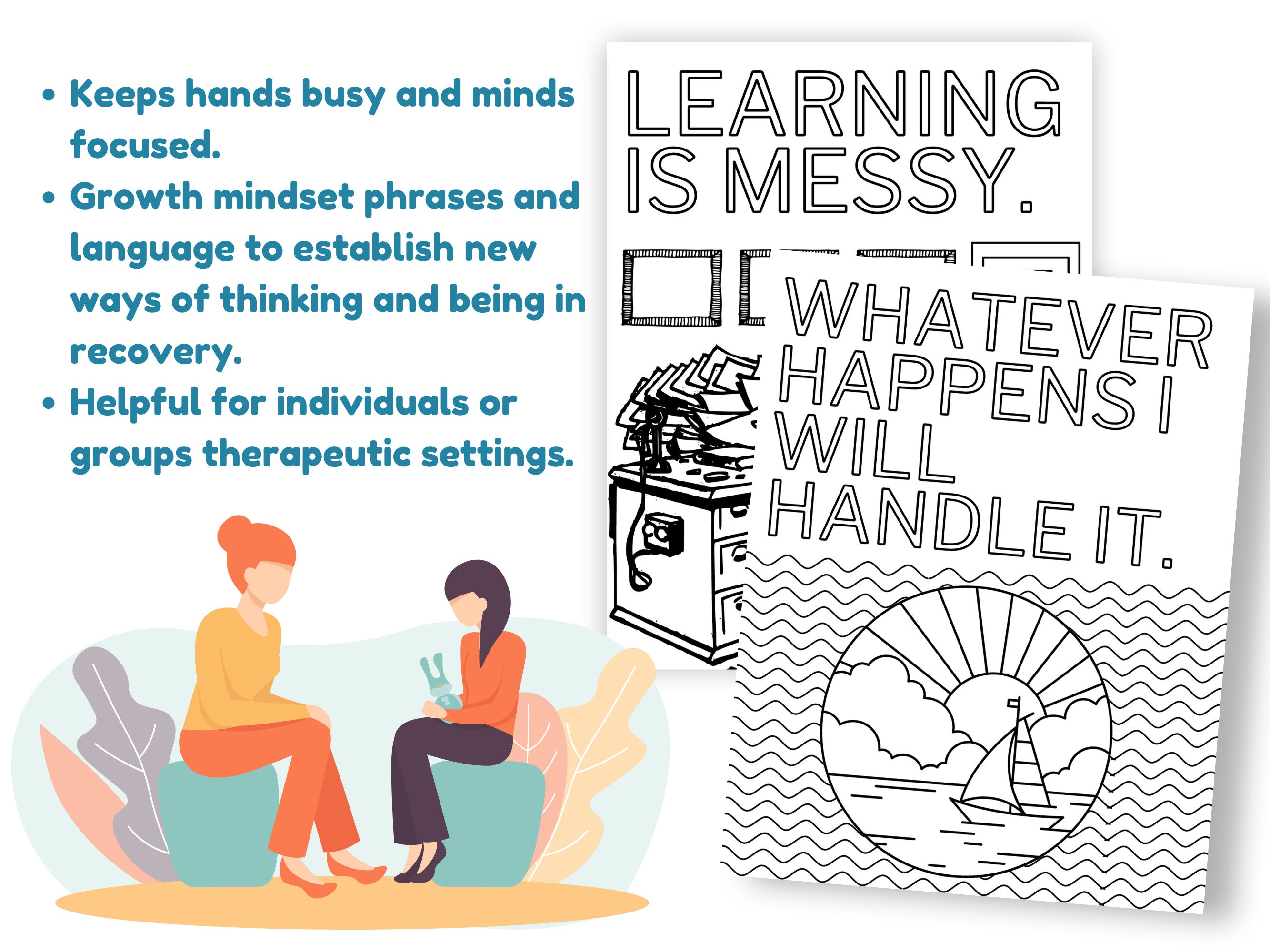 Addiction Recovery Substance Use Therapy Coloring Page Growth Mindset ...