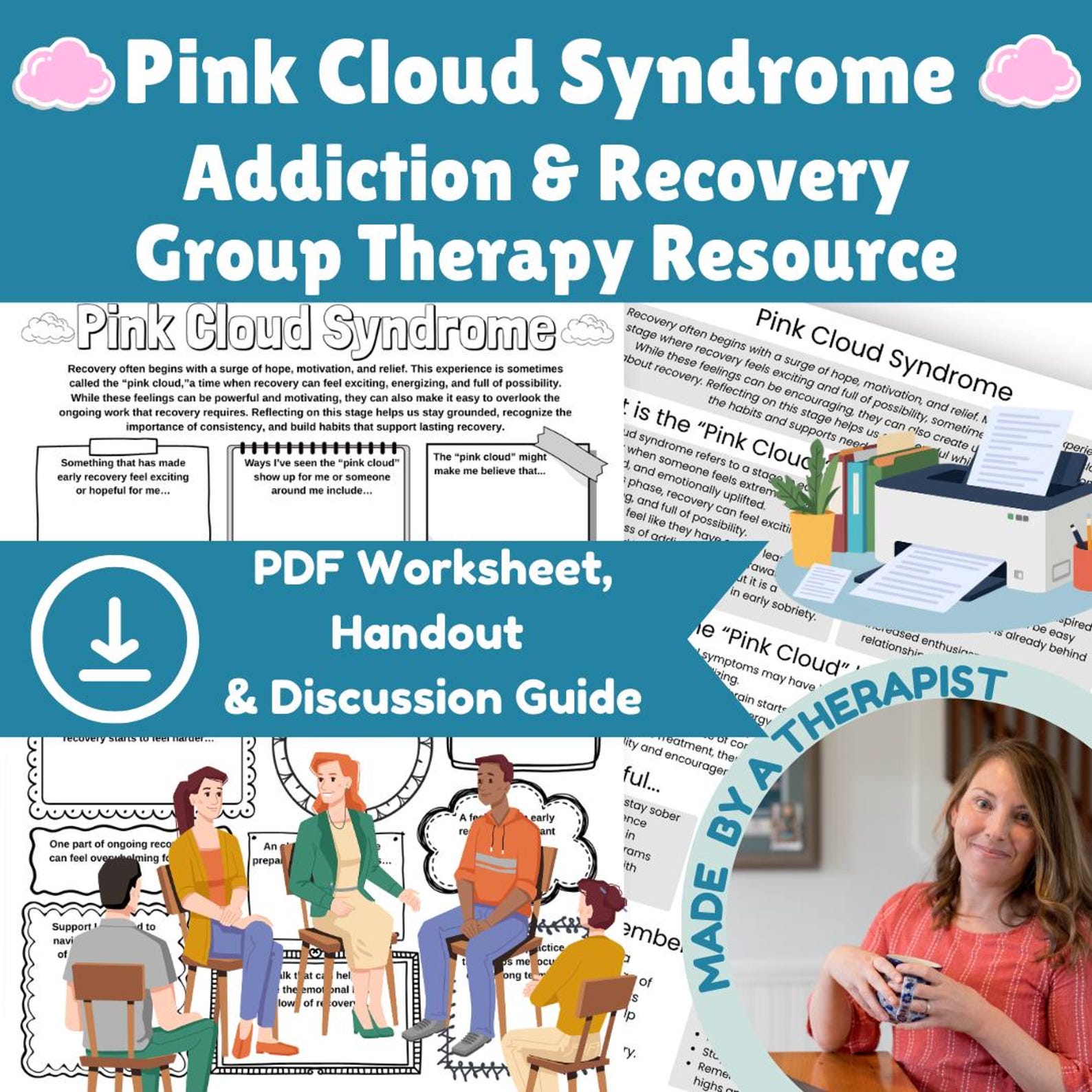 The Pink Cloud: Addiction Recovery Group Therapy Activity for Relapse ...