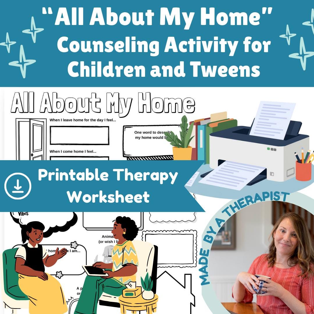 All About My Home, Printable Therapy Worksheet, Child and Teen ...