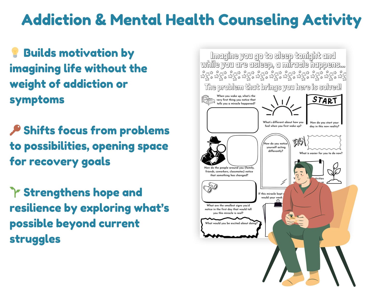 The Miracle Question Solution Focused Therapy Worksheet Addiction ...