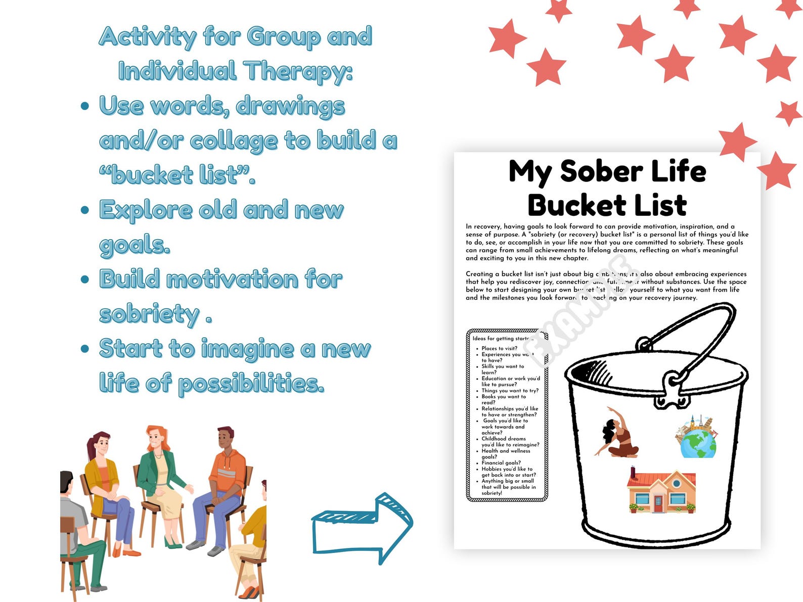 Sober Recovery Bucket List Addiction Counseling Group Therapy Worksheet ...